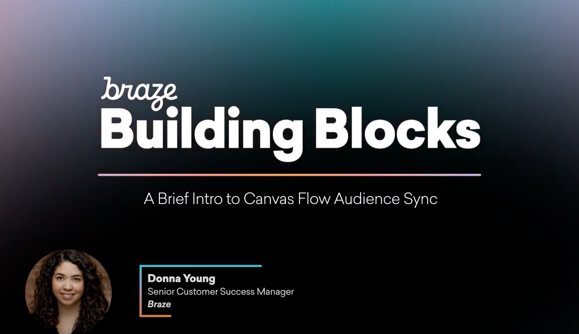 Braze Building Blocks: A Brief Intro to Canvas Flow Audience Sync ...